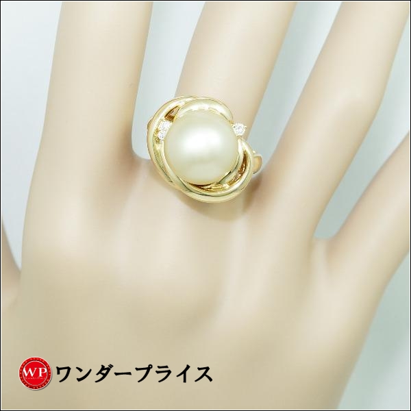 K18 リング 南洋真珠 ダイヤ 中古 美品 送料無料☆0333