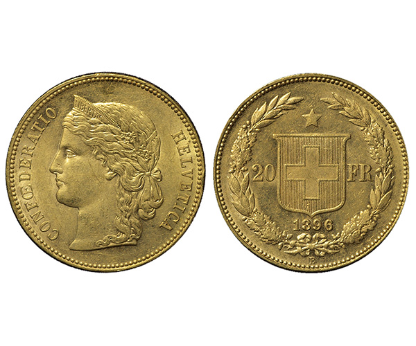 スイス 20フラン金貨 1896年B ベルン鋳 極 女神(ヨーロッパ)｜売買されたオークション情報、yahooの商品情報をアーカイブ公開 - オークファン（aucfan.com）