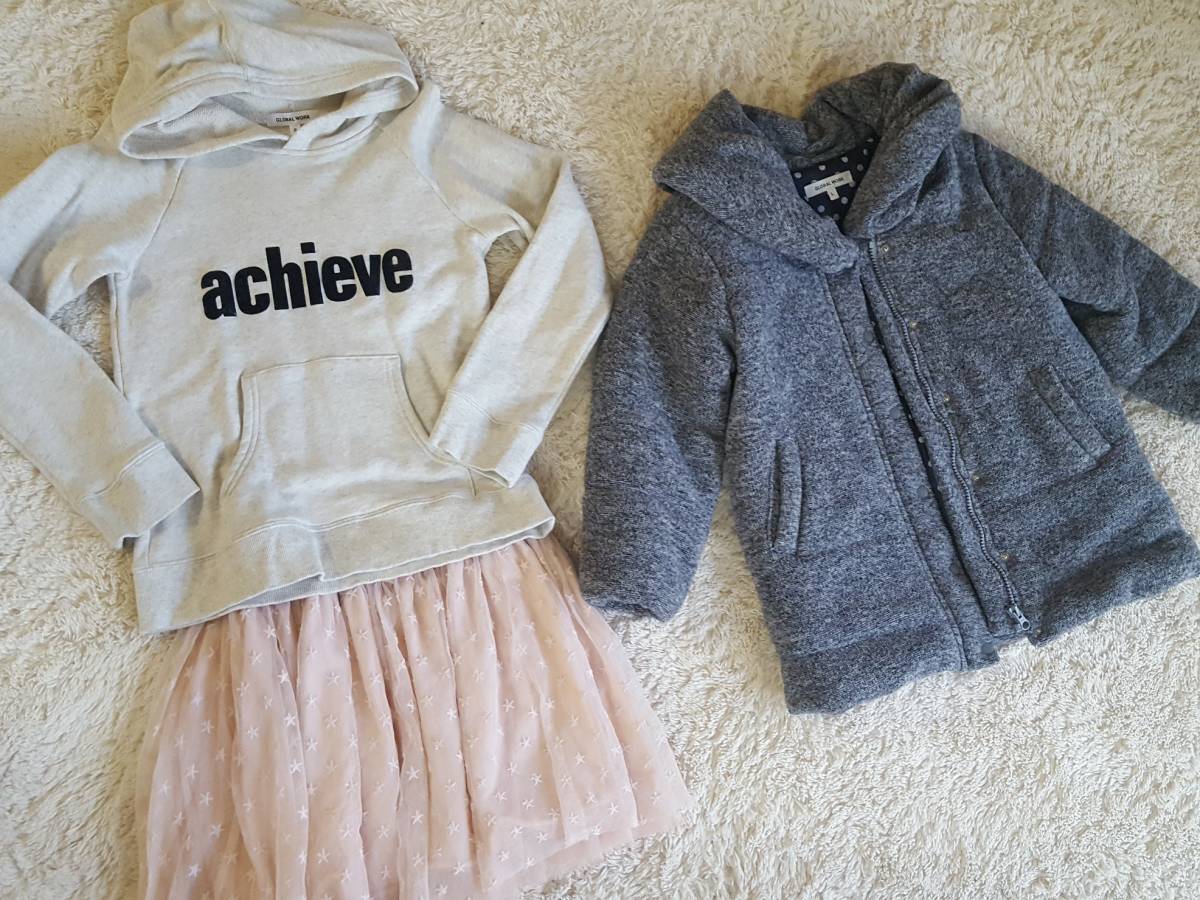 GLOBAL WORKグローバルワーク130cm-140cmくらい スカート 中わたコートジャケット トレーナーパーカー 3点セットまとめ買い ガールズ(セット、まとめ売り)｜売買された ...