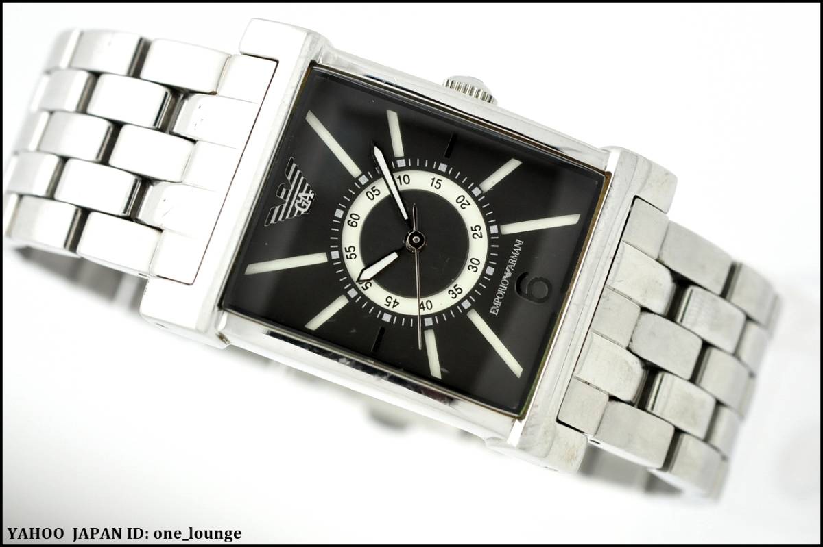 エンポリオアルマーニ EMPORIO ARMANI メンズ 腕時計 クォーツ 角型 スクエア オールステンレス 黒 ブラック AR-0267 ...