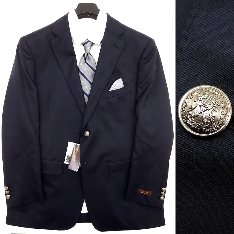 テンマンスブレザー 銀ボタン Super100's ビジネスエキスパート サマーウール 2B テーラードジャケット 紺ブレ 100 AB7 / y814-6(XLサイズ以上)｜売買された ...