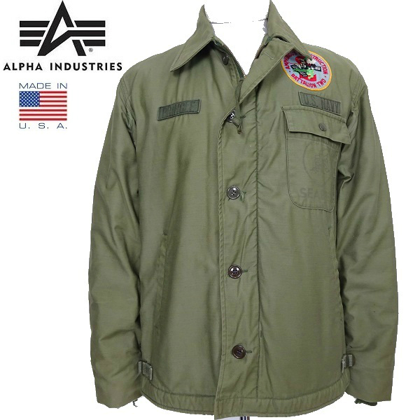 アルファ A-2 U.S NAVY 実物 70' ステンシル デッキジャケット seabees ACB2 サイズM 38-40 アメリカ製 ...