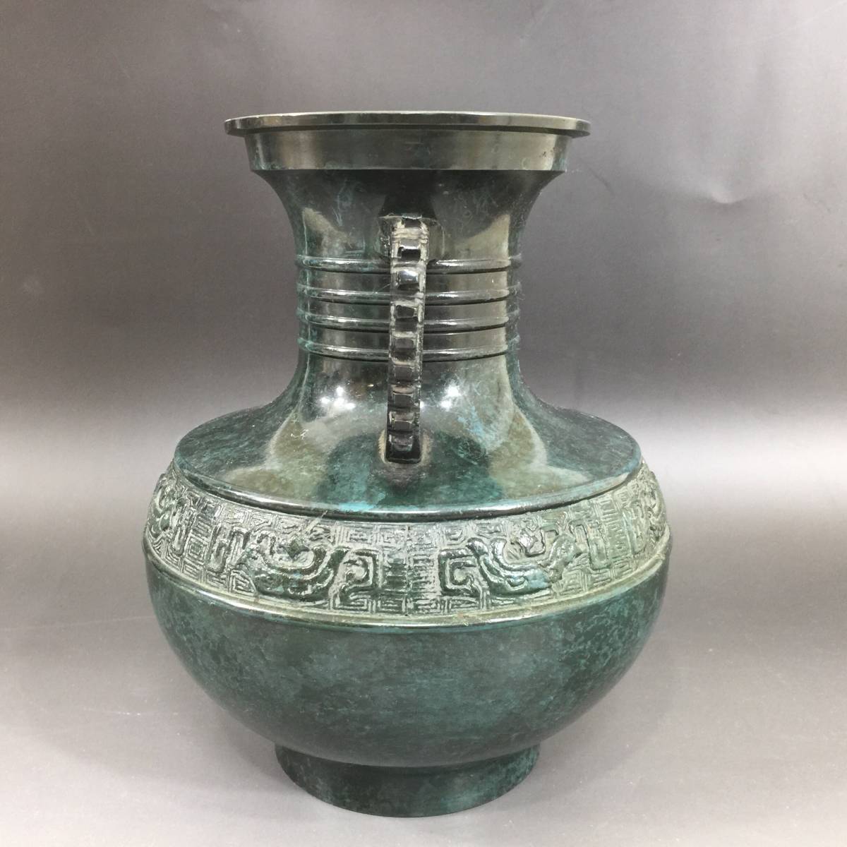 HK1/93 松盛 造 鋳銅 花瓶 重さ1812g 鳥文 耳付 刻印有 花入 飾り壷 壺 花器 花生(花器)｜売買されたオークション情報 ...