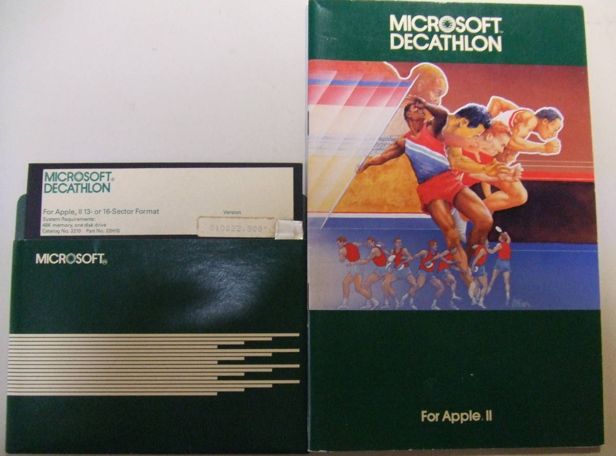 Apple II game soft / Microsoft Decathlon デカスロン 1981 マイクロソフト社 オリンピック十種競技 ...