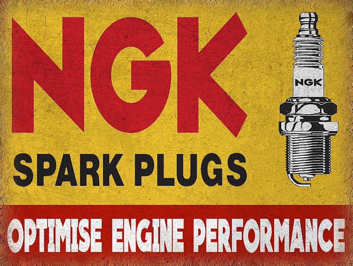 NGK SPARK PLUGS Retro Metal Wall Plaque Art Antique Sign プラグ アート レトロ ...