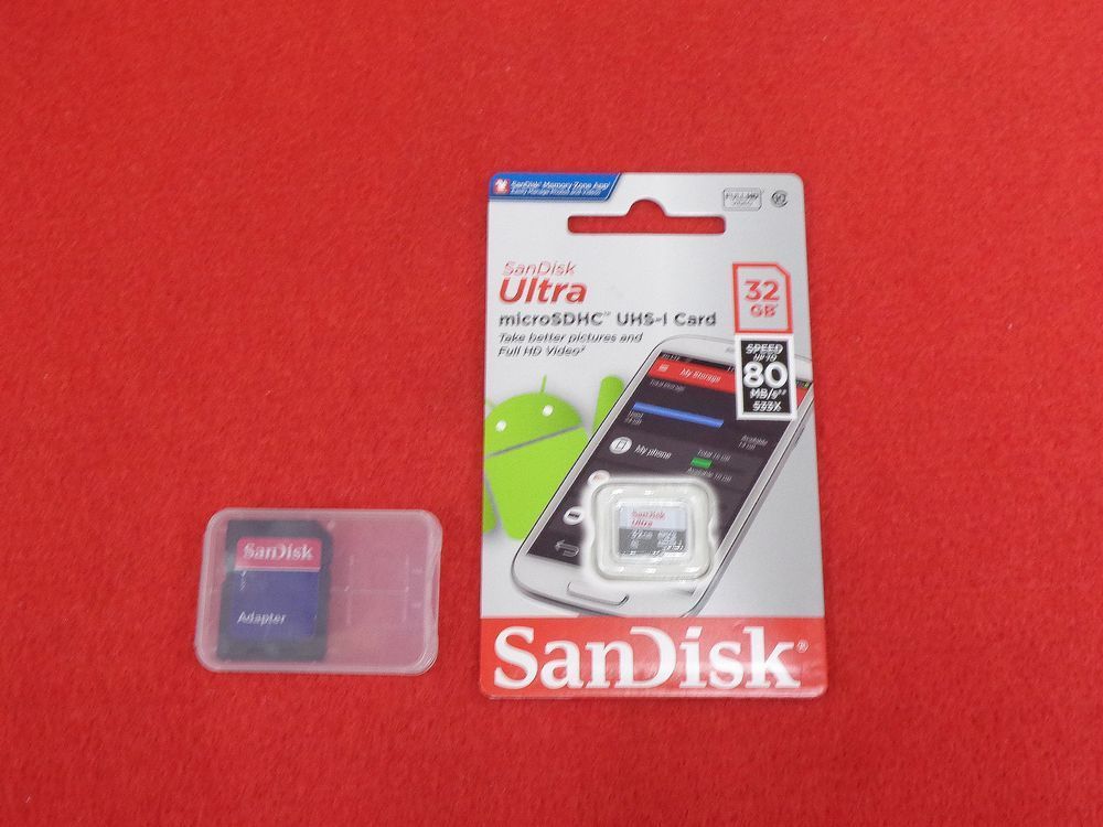 32GB SanDisk microSDHCカード Ultra＋変換アダプタ+クリアケースセット R:80M UHS-1 CLASS10 microSD SD 太B(1GB)｜売買された ...