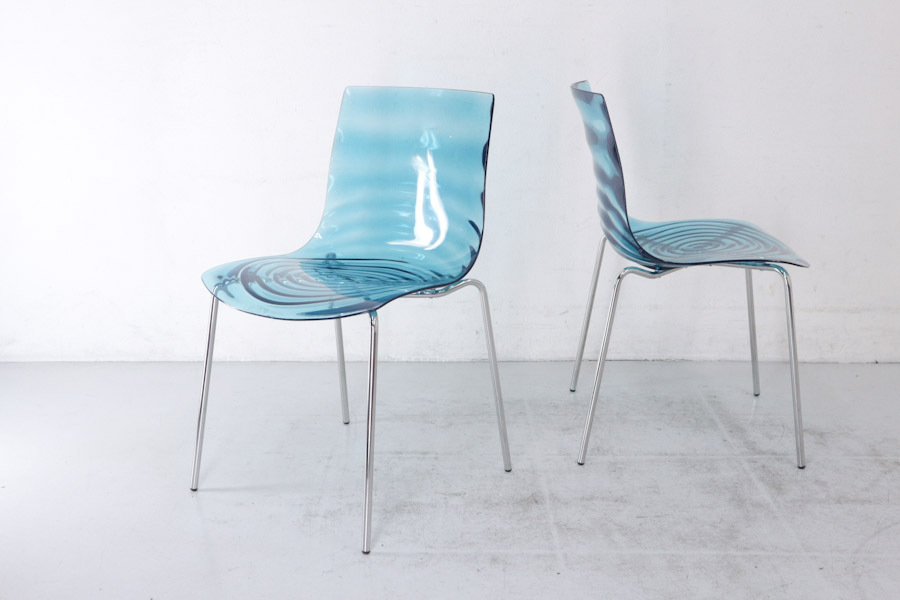 イタリア Calligaris カリガリス connubia LEau コヌビア ロゥ ダイニングチェア 2脚セット P4655 アクアマリン ...