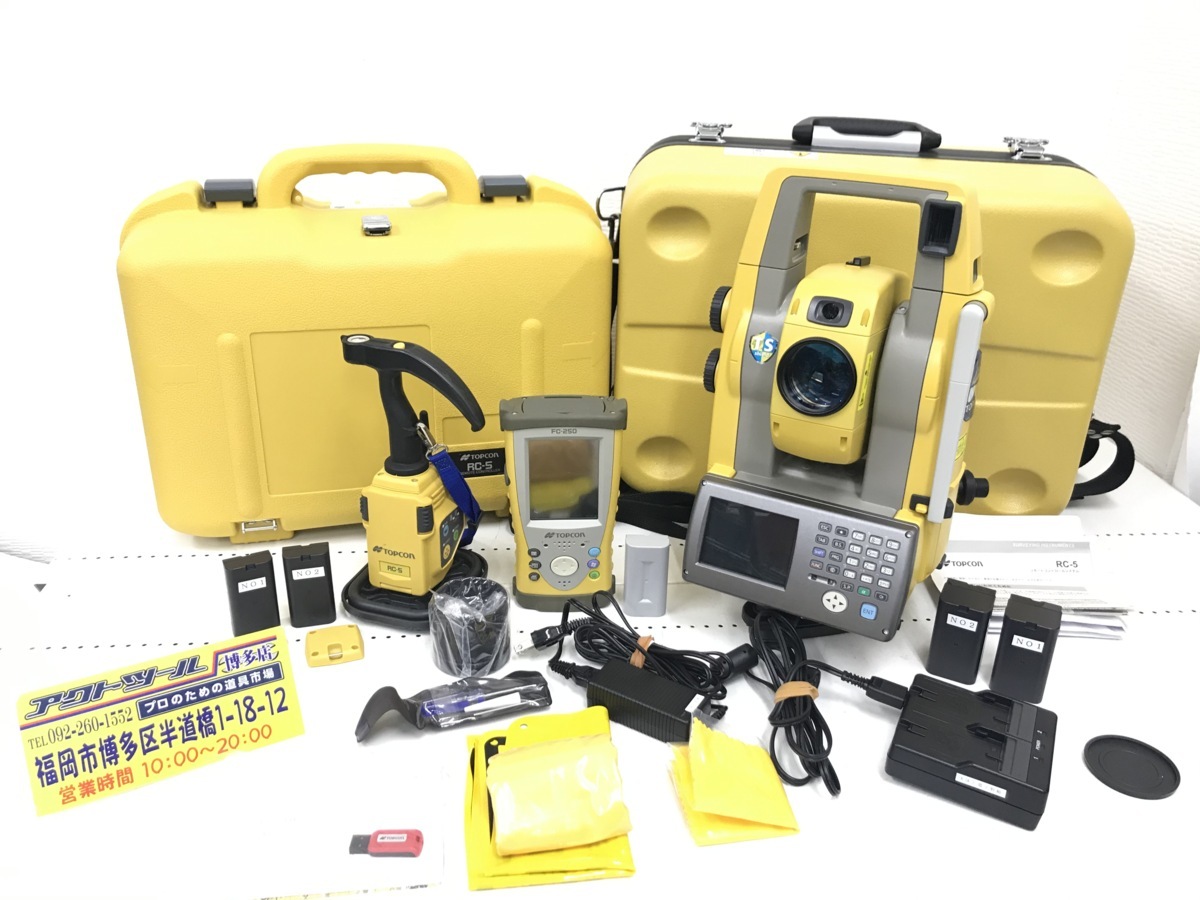 TOPCON トプコン トータルステーション PS-105AF リモートコントローラー RC-5 データコレクタ FC-250 セット 博多店 ...
