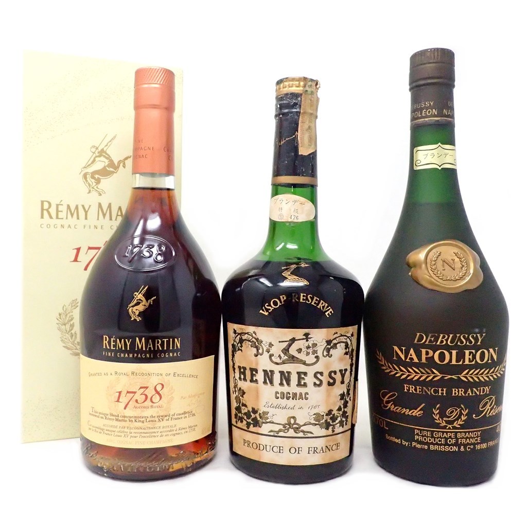 未開栓 ブランデーまとめ売り レミーマルタン 1738 ヘネシー VSOP リザーブ 等 700ml 750ml 箱付 3本セット(レミー ...
