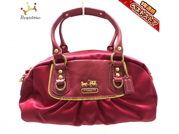 コーチ COACH ハンドバッグ 12927 アマンダ サテン ミニ サッチェル ナイロン×レザー×エナメル レザー ピンク×ゴールド バッグ ...