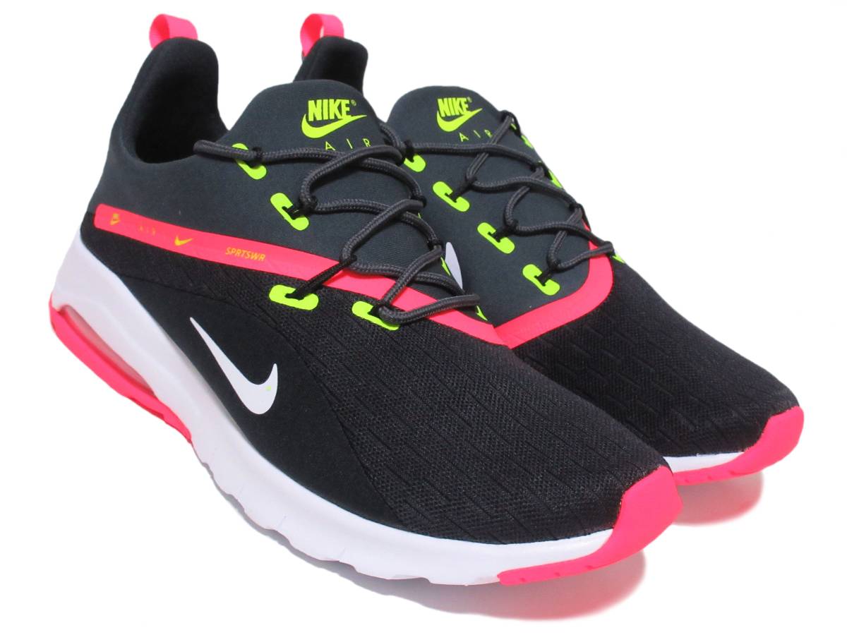 NIKE AIR MAX MOTION RACER 2 黒/濃灰/蛍光赤/蛍光黄 28.5cm マックス モーション レーサー 2 ...