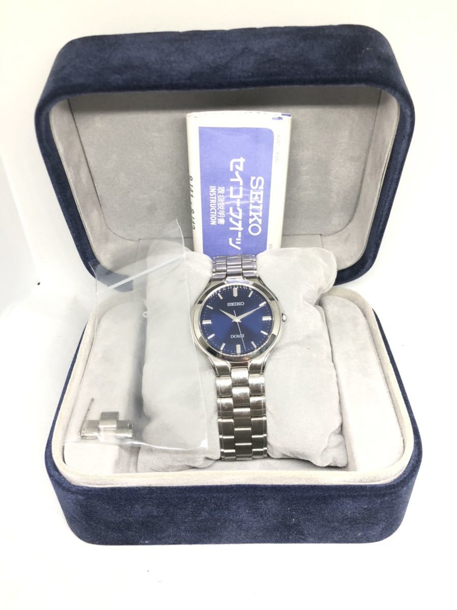 2010Sito 1円 SEIKO DOLCE 8J41-0A10 セイコー ドルチェ メンズ 腕時計 クォーツ 青文字盤 電池交換済み 箱 ...