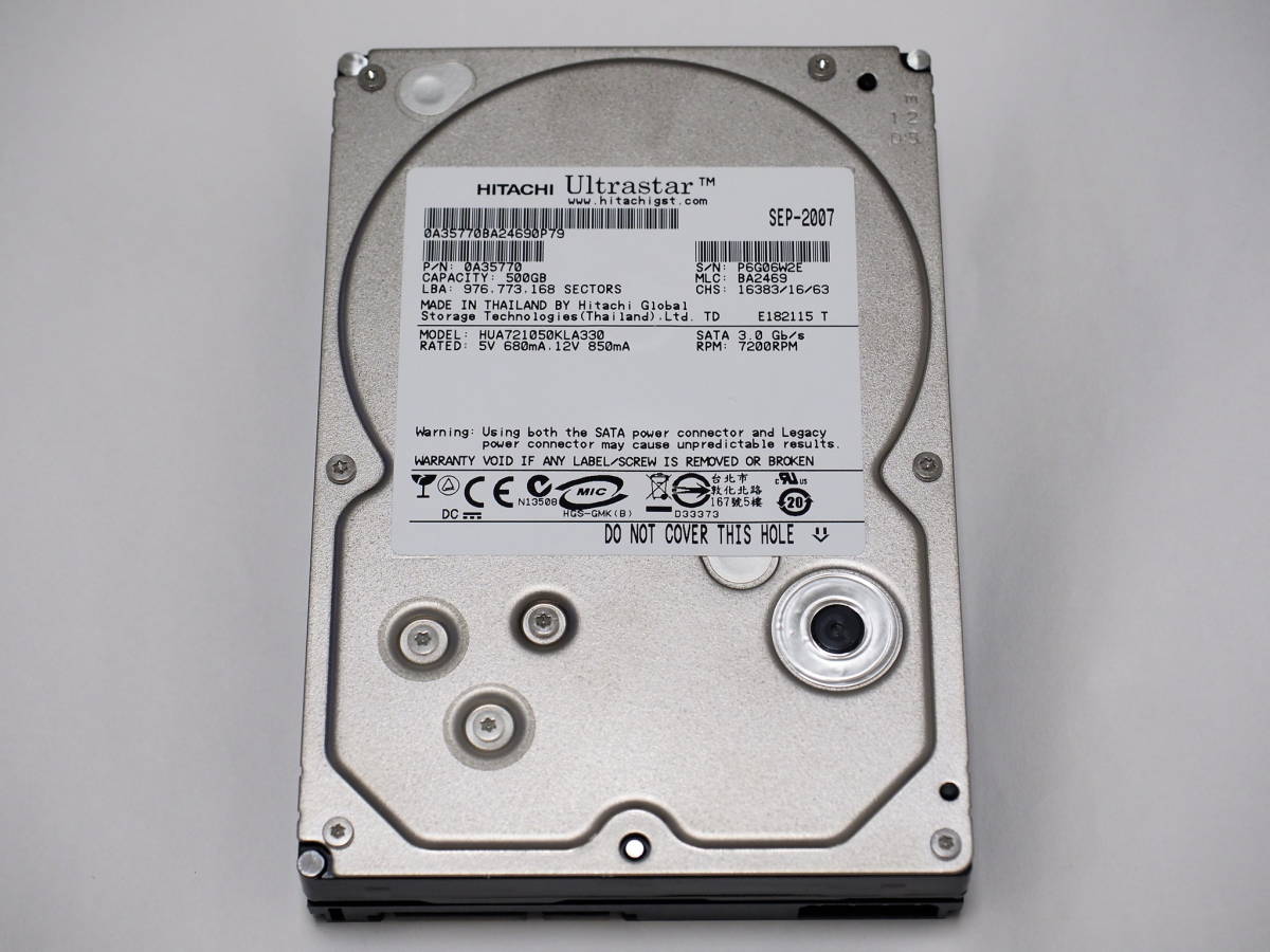 即日発送 高耐久 Hitachi HGST HUA721050KLA330 500GB Ultrastar 正常(500GB～)｜売買された ...