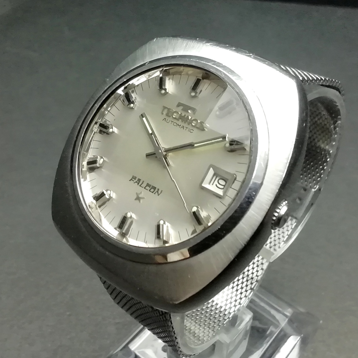 TECHNOS FALCON AUTOMATIC テクノス ファルコン 自動巻き 9面カットガラス ヴィンテージ 純正ブレス メンズ腕時計(テクノス)｜売買されたオークション情報、yahooの ...