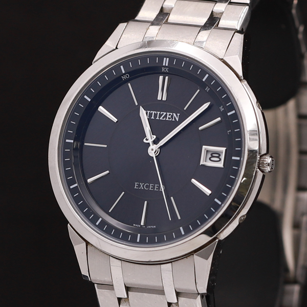 1円 稼働品 シチズン エクシード H113-T016189 電波ソーラー デイト チタン メンズ腕時計 001A0066184(エクシード ...