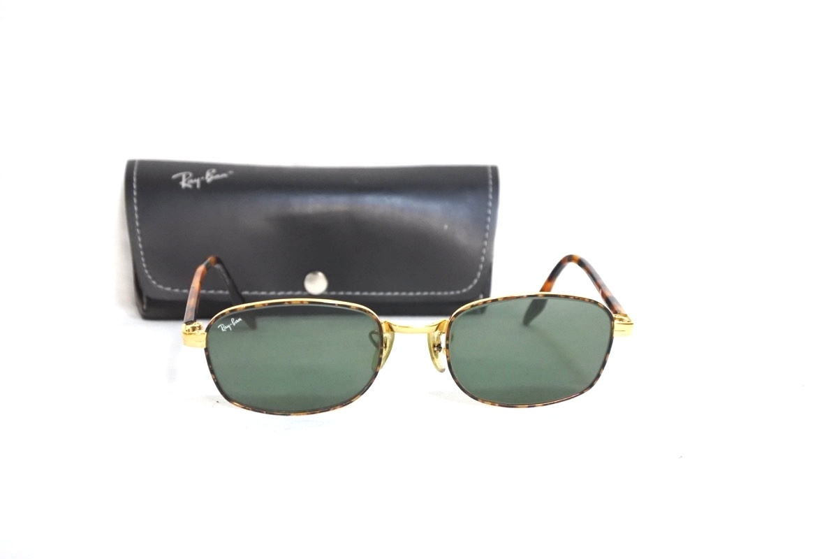 超 レイバン べっこう柄サングラス W2190 OSBK ヴィンテージ ブラウン 茶色 スクエア型 ケース付 ロゴ BL刻印 スリム メタル ...