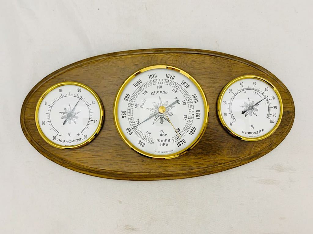 温度計 気圧計 湿度計 壁掛け Thermometer Rain Change Fair mmhg hPa MADE IN GERMANY ...