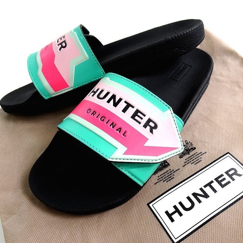 HUNTER ハンター 英国王室御用達 軽量 ロゴ ベルクロ スライドサンダル シャワーサンダル シューズWFD4027EVA OSW 7 ...