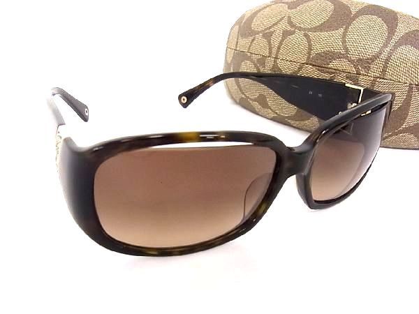 1円 COACH コーチ GERRY S731A シグネチャー べっ甲調 サングラス メガネ 眼鏡 アイウェア レディース ブラウン系 ...