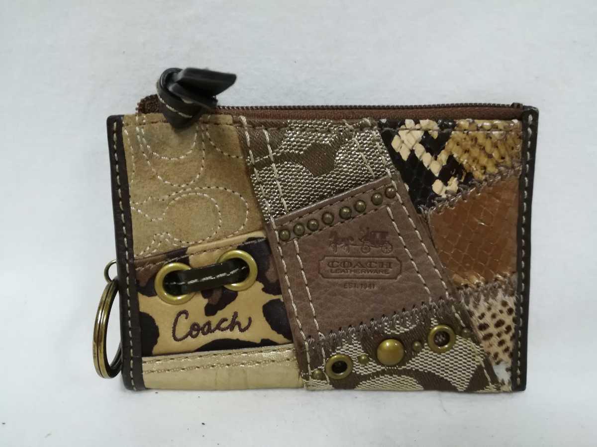 COACH コーチ 小銭入れ シグネチャー コインケース ジャガード レザー パイソン シグネチャー 財布 キーリング 1122(女性用財布)｜売買されたオークション情報、yahooの商品情報 ...