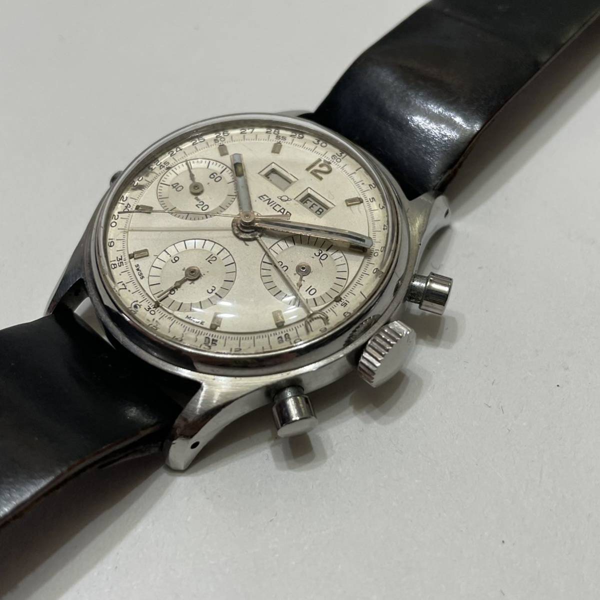 最落なし1円~ ENICAR エニカ トリプルカレンダー VF 712 INCABLOC SWISS バルジュー72C Valjoux72 ...