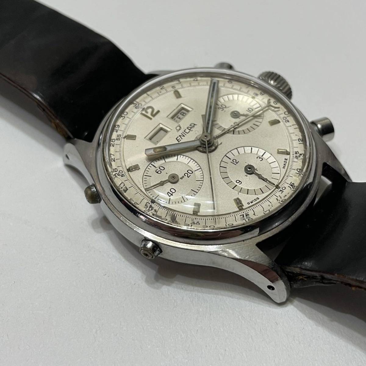 最落なし1円~ ENICAR エニカ トリプルカレンダー VF 712 INCABLOC SWISS バルジュー72C Valjoux72 ...