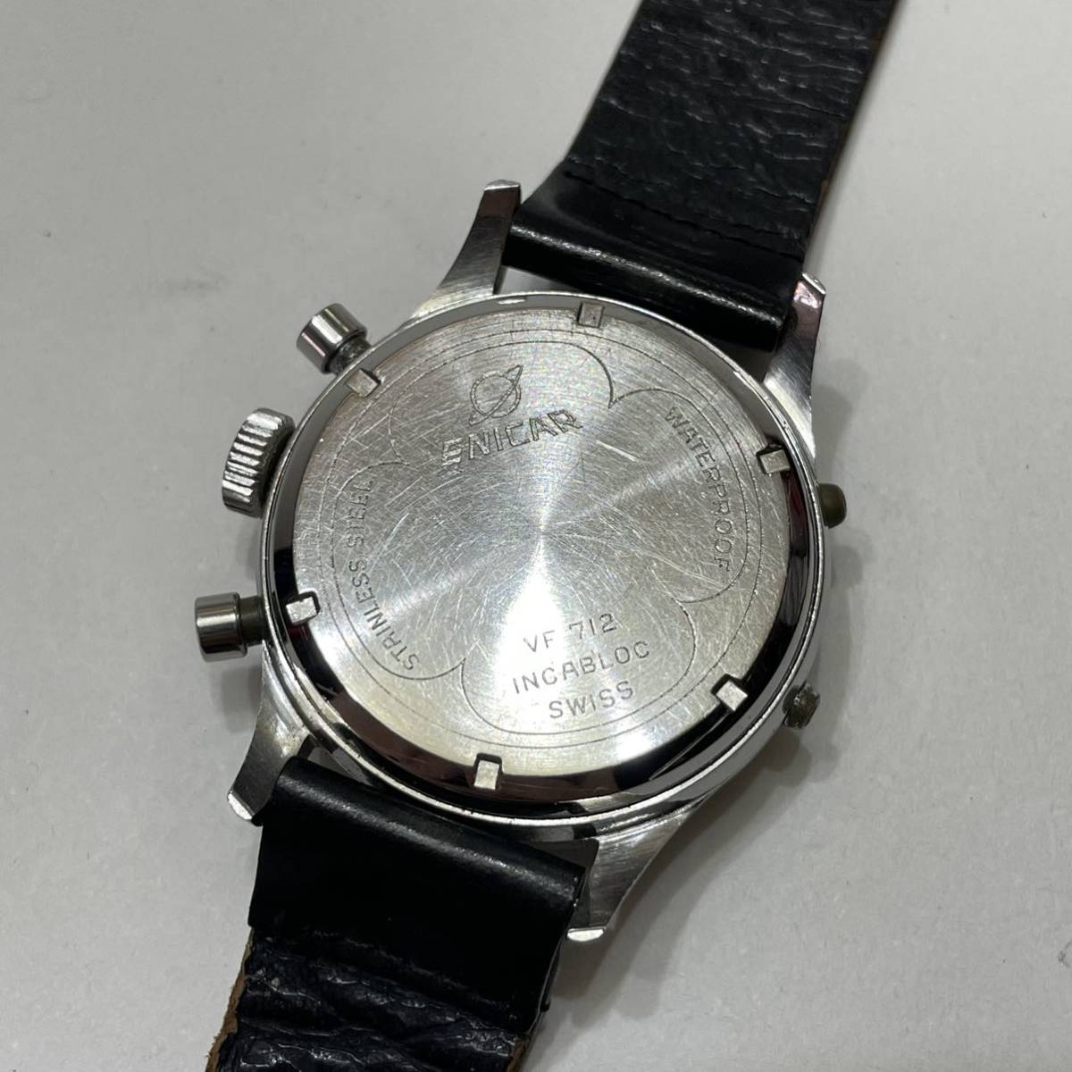 最落なし1円~ ENICAR エニカ トリプルカレンダー VF 712 INCABLOC SWISS バルジュー72C Valjoux72 ...