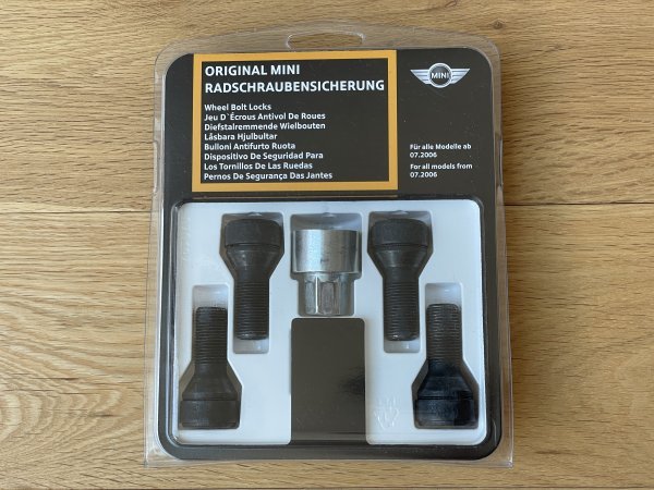 BMW MINI 純正ホイールロックボルトセット 36132453960 M14x1.25 セキュリティボルト ブラック 盗難防止 F56 ...