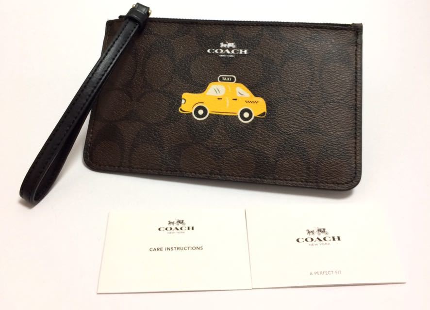 105-0607 COACH コーチ F57710 ポーチ 小物 ブラウン×ブラック ニューヨークシティタクシープリント(ポーチ)｜売買された ...