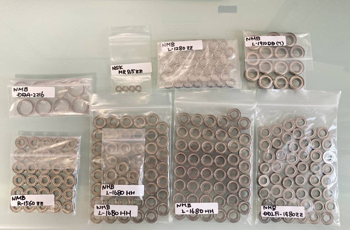 各種ボールベアリング 1910zz 幅7mm 1280zz 1560zz LF1480zz 85zz 1680HH 2216 合計246個 ...