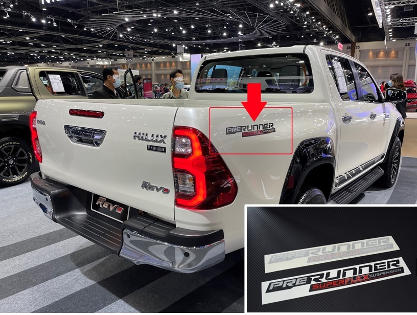 TOYOTA HILUX トヨタ純正 PRERUNNER SUPER FLEX SUSPENSION ステッカー 2枚 黒 REVO ...