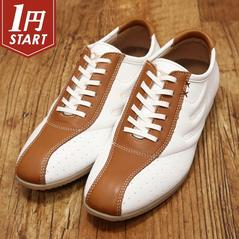 1円/DRAGON BEARD/37 23.5cm /レザー スニーカー DX-70S パンチング シンプル 復刻モデル ローカット 靴 /白 ...