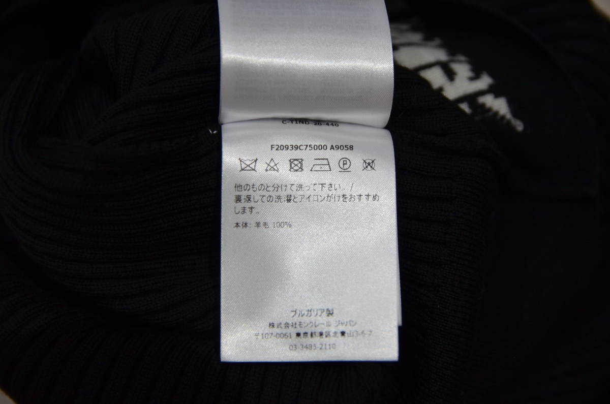 国内正規 MONCLER モンクレール GIROCOLLO TRICOT 裾ロゴ クルーネック リブ ニット 長袖 トップス ブラック XS ...