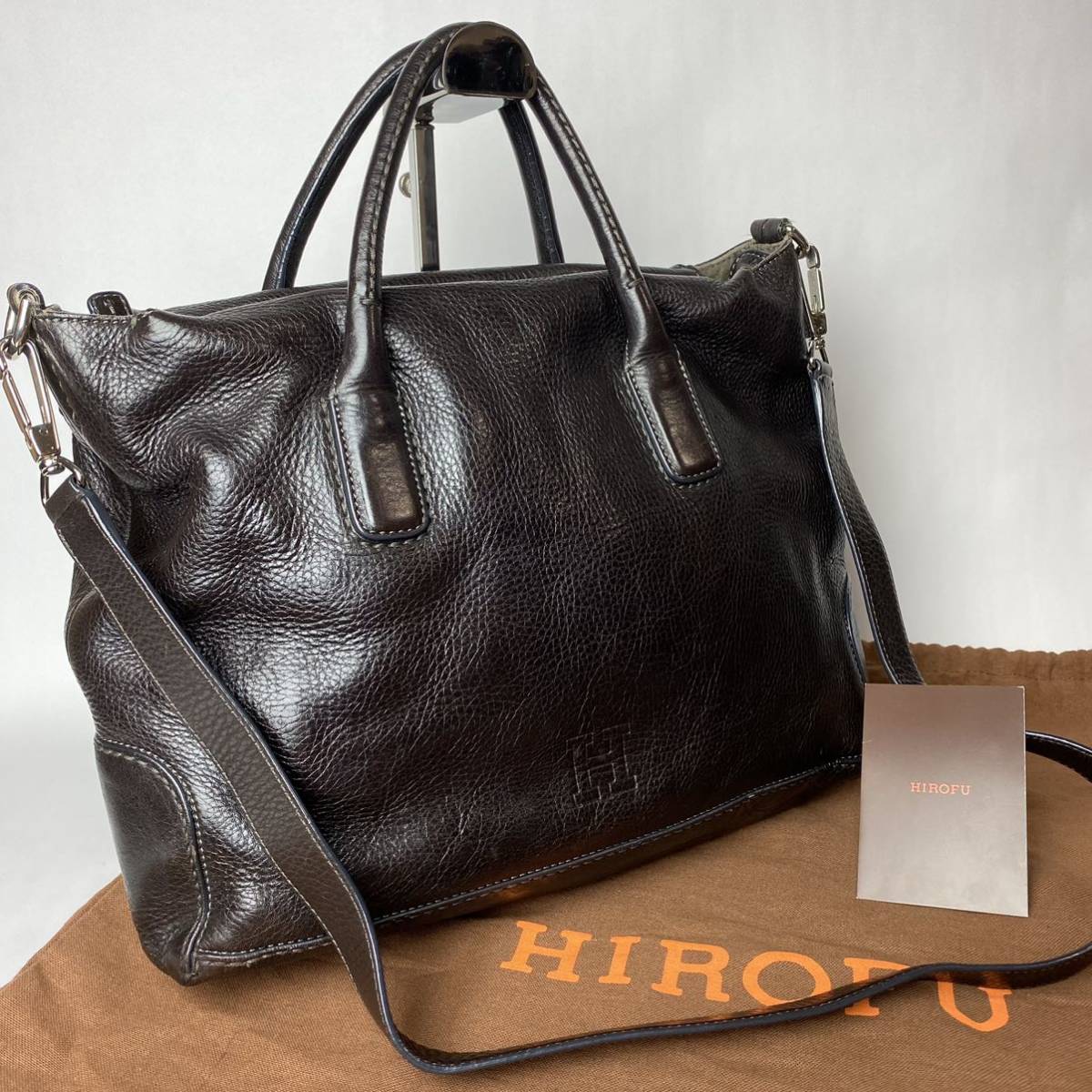 1円 超 HIROFU ヒロフ ハンドバッグ ショルダーバッグ 2way レザー 保存袋あり 金具 ダークブラウン ファスナー 1スタ(ヒロフ)｜売買されたオークション情報、yahooの商品 ...