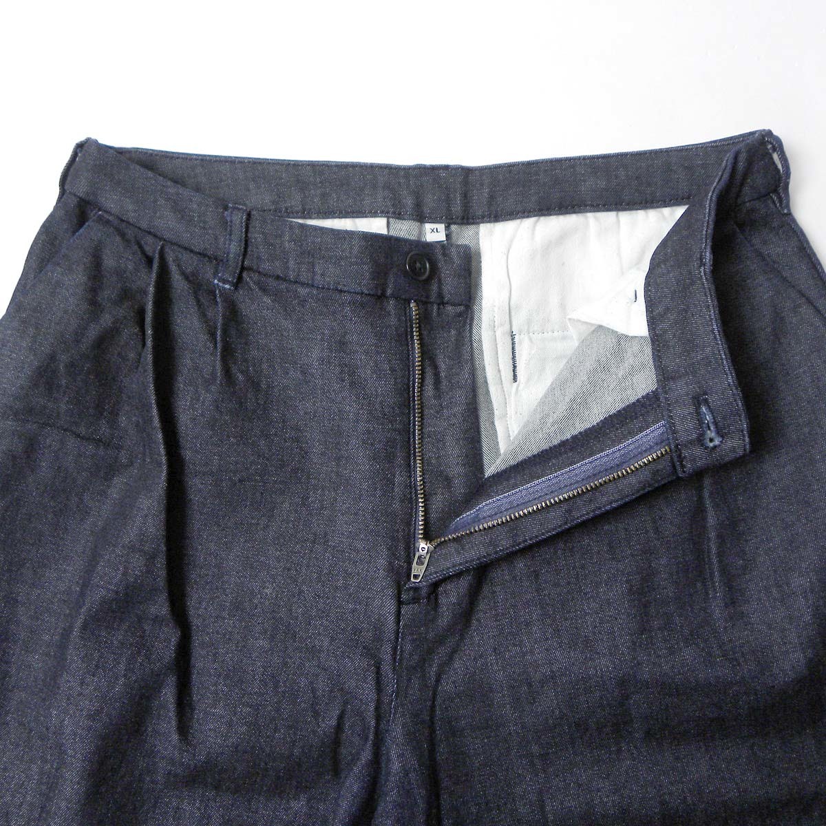 無印良品 MIJI オーガニックコットン 縦横ストレッチデニム タックワイドパンツ XL ダークネイビー l0628-22(その他)｜売買され ...