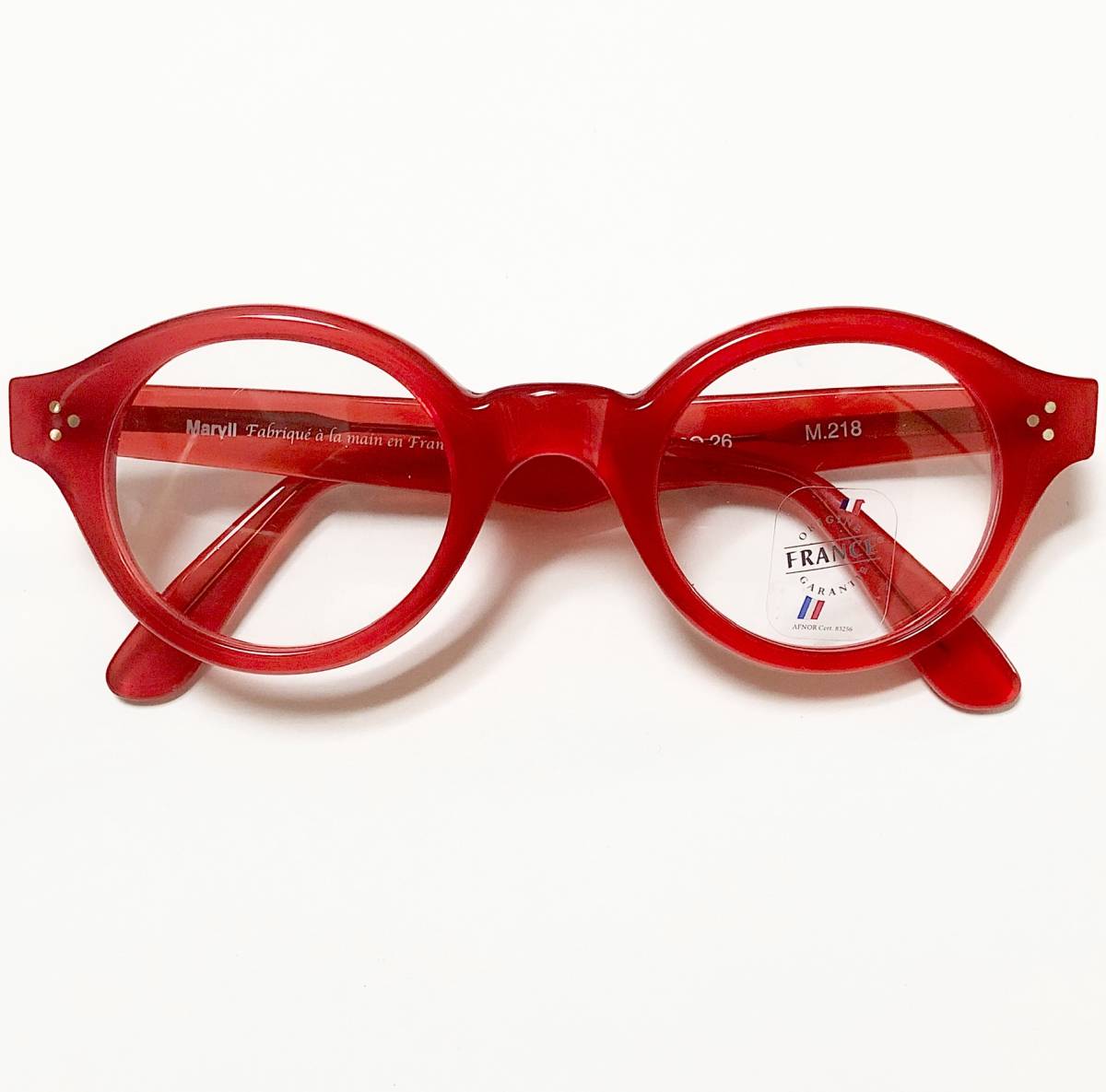 フランス製 本物 マツケリー素材 Maryll 極太丸メガネ 赤 コルビジェ Le Corbusier Frame France マリル ...