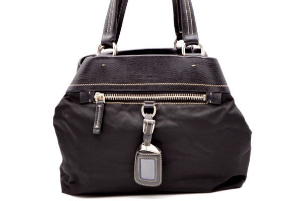 1円〜 プラダ ショルダー トート バッグ IDタグ ナイロン レザー コンビ 黒 ブラック 良品 PRADA 9662h(トートバッグ ...