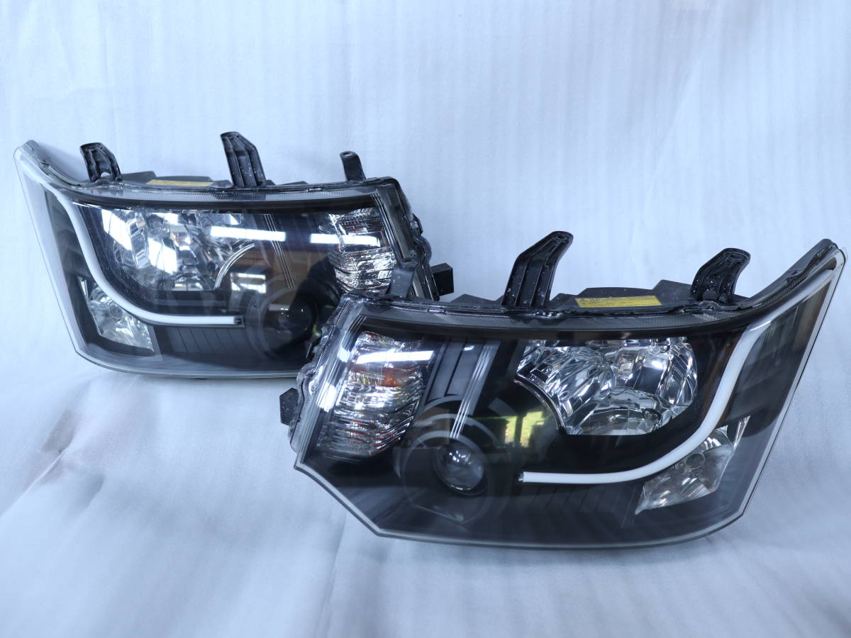 三菱 純正 デリカ D5 CV5W HID ヘッドライト 左右 セット LED シーケンシャルウインカー インナーブラック 艶消し 塗装 ...
