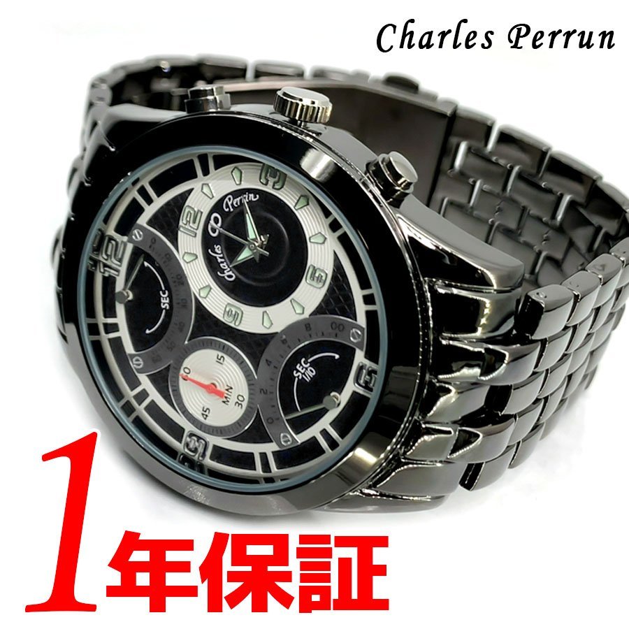1円 正規品 Charles Perrin シャルル ぺリン メンズ クォーツ 腕時計 ラウンド アナログ 防水 クロノグラフ シルバー ...