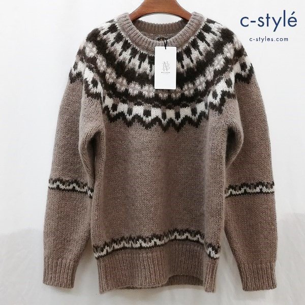 D497b 秋冬 BATONER バトナー MOHAIR NORDIC CREW NECK ニットセーター 2 ベージュ 日本製 BN ...