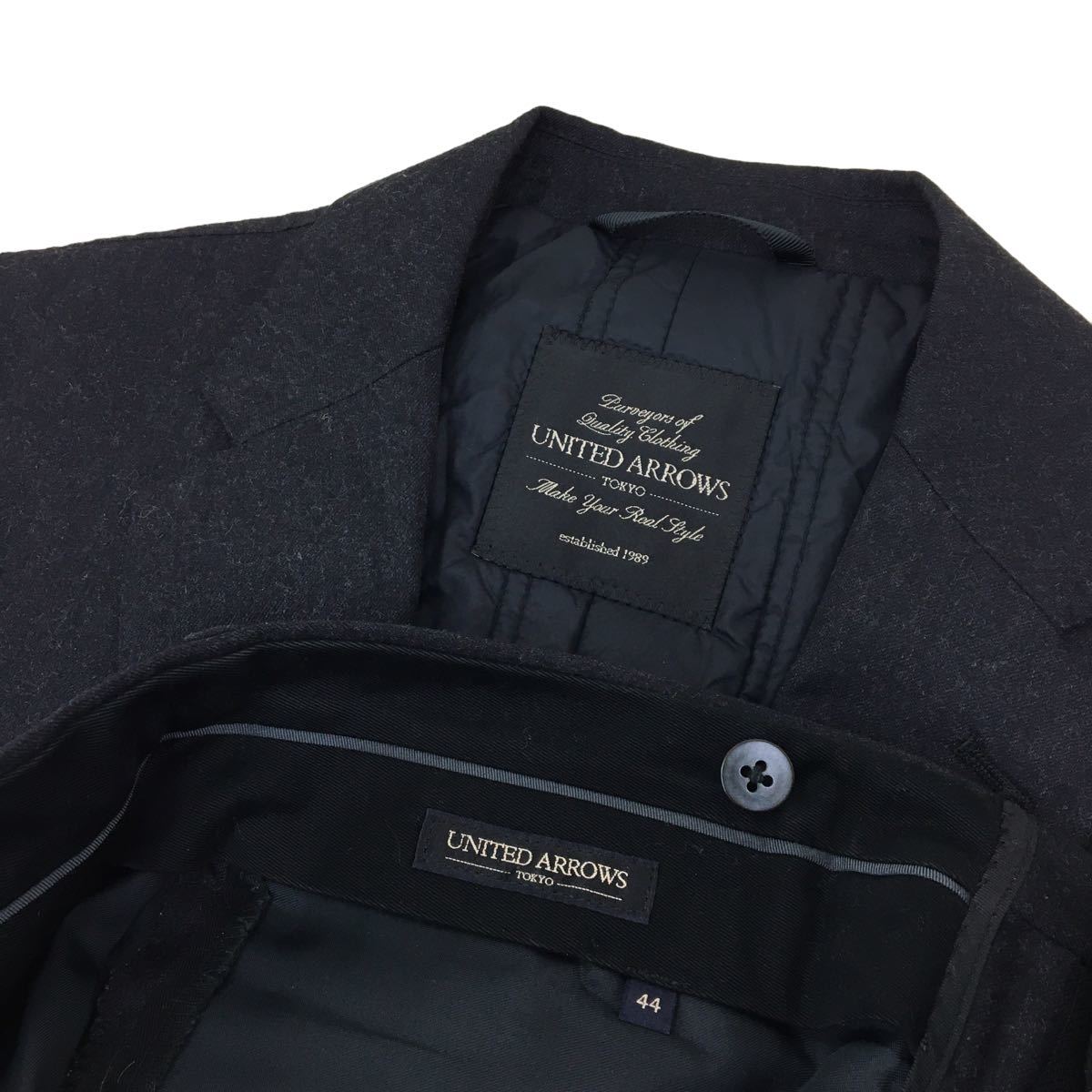 D397-② 上下 2点セット UNITED ARROWS ユナイテッドアローズ スーツ セットアップ 中綿 ジャケット 上着 パンツ ボトムス 黒系 メンズ 44(スーツ)｜売買された ...