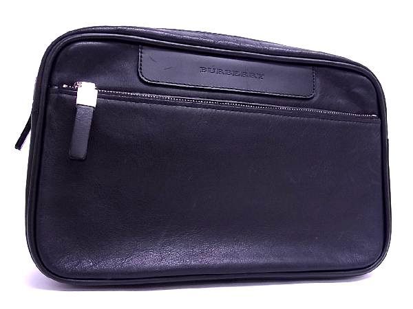 1円 BURBERRY バーバリー レザー セカンドバッグ クラッチバッグ 手持ちかばん メンズ ブラック系 BB5239キN(セカンドバッグ ...