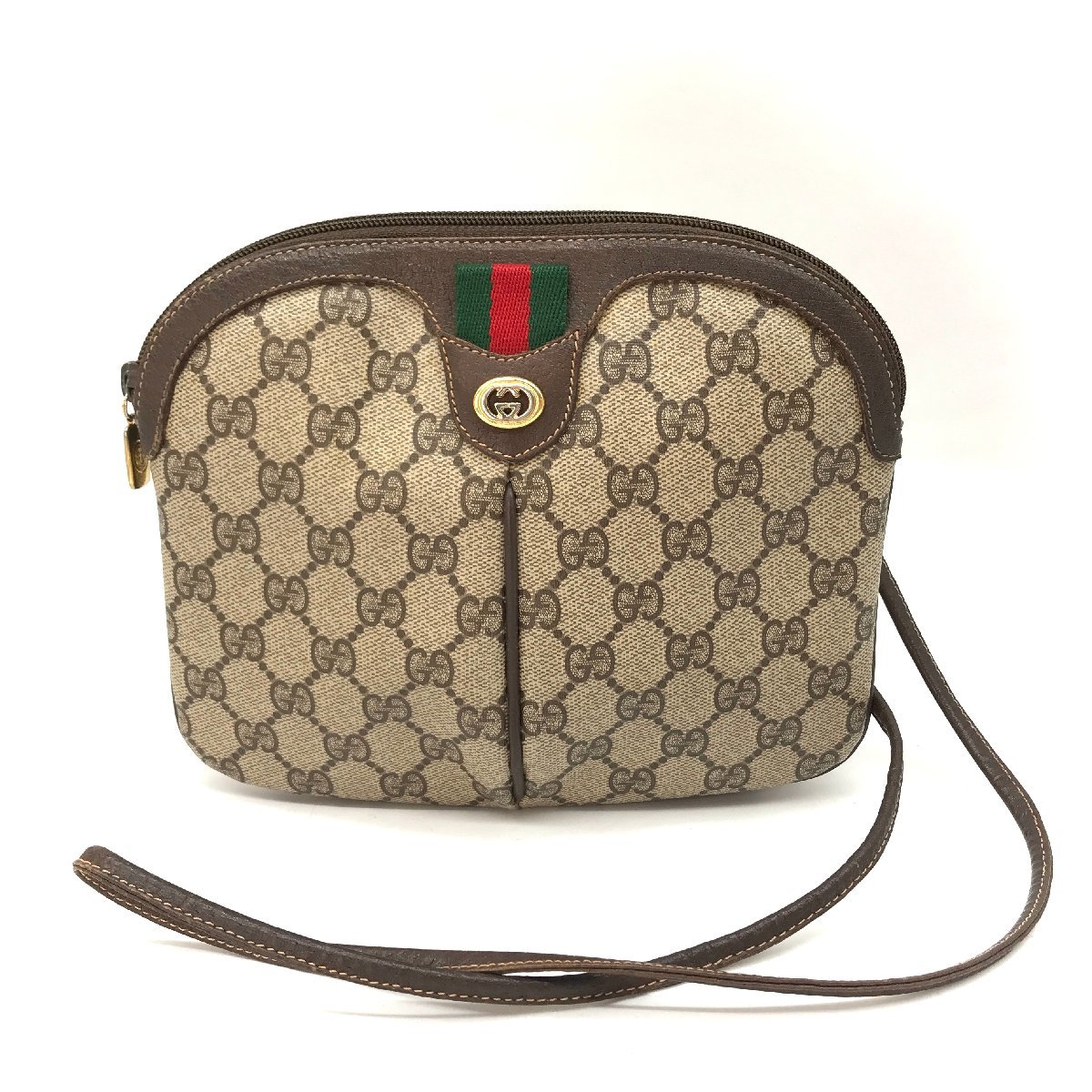 1円 良品 GUCCI グッチ PVC ロゴ金具 シェリーライン ヴィンテージ ショルダー バッグ 茶色 M7016(オールドグッチ)｜売買さ ...