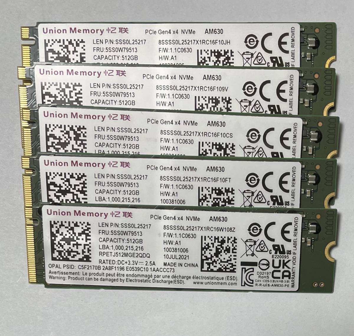 ② あり 512GB 5枚まとめて UNION MEMORY AM630 PCIe M.2 2280 SSD(256GB～)｜売買された ...