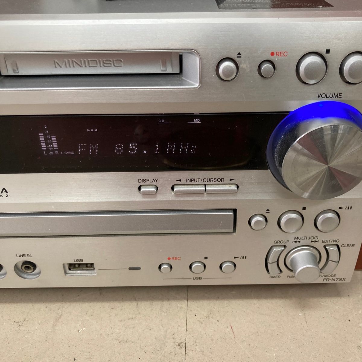 M153-K18-4176 ONKYO オンキョー FR-N7SX D-N7SX ミニコンポ アンプ スピーカー CD/MD/USB アンテナ/リモコン付 オーディオ機器 通電OK ②(MD ...