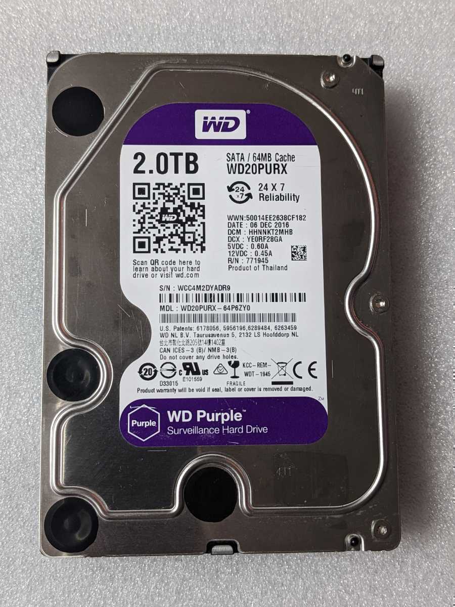 Western Digital WD Purple 3.5インチHDD 2TB WD20PURX SATA 49611時間 1/22時点 ...