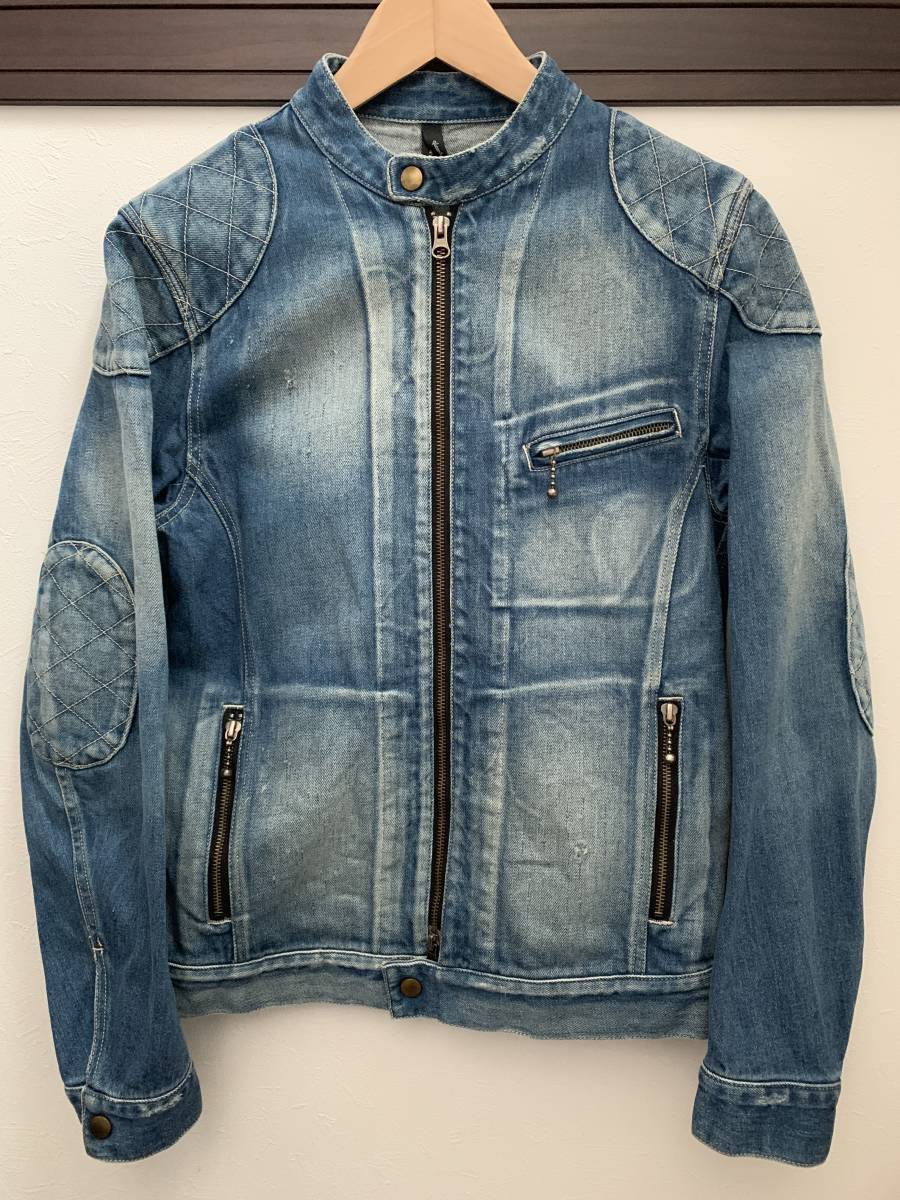 glamb グラム 12ss Olt denim riders ビンテージダメージ加工 オルト キルティング デニム ライダース ダメージ ...