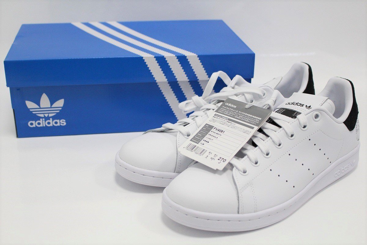 保管品 adidas STAN SMITH アディダス スタン スミス スニーカー 白 黒 ホワイト ブラック FV4081 27.0 2 ...