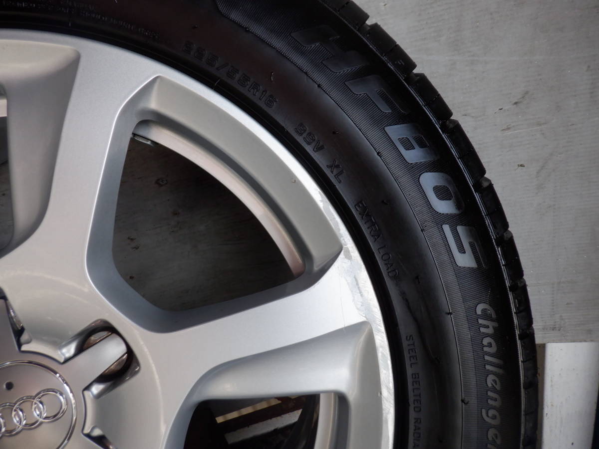 アウディ A4 8K系 アルミ 4本 16x7.5J ET45 PCD112-5穴 225/55R16 21年製 溝6-7mm /60 30 5-9617 宅配不可 福通営業所止 78752 ...