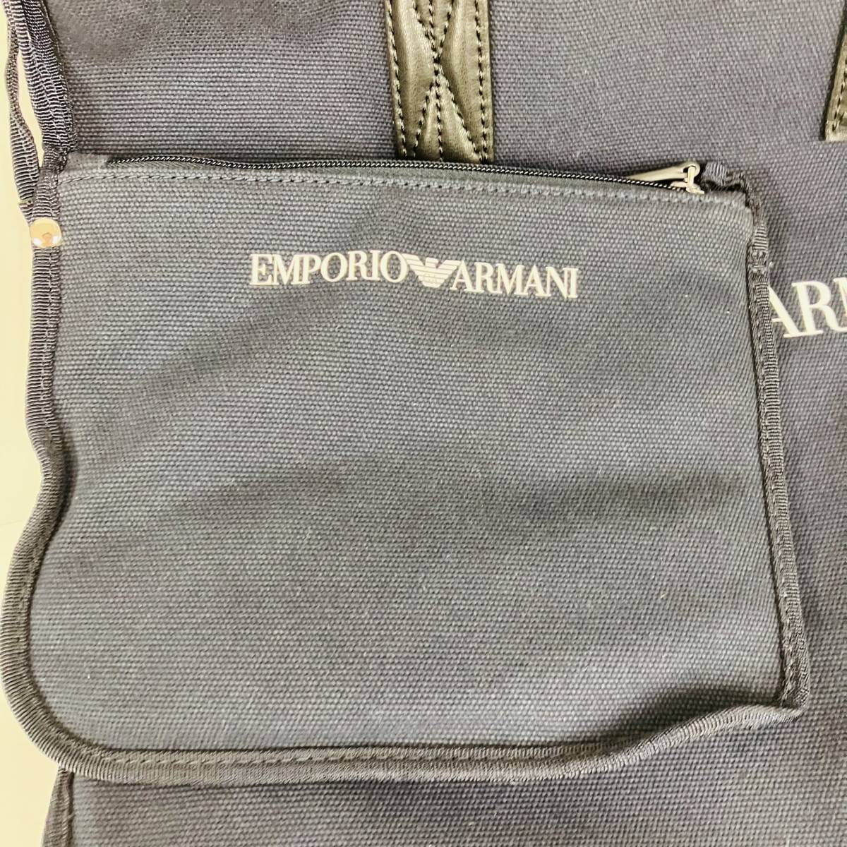 K-8.094 1円 EMPORIO ARMANI エンポリオアルマーニ キャンバス生地 トートバッグ ポーチ付き ネイビー 保管品(その他)｜売買されたオークション情報、yahooの商品情報 ...